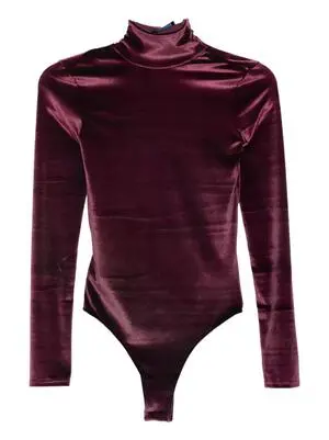 MUGLER High-neck Velvet Bodysuit - Red