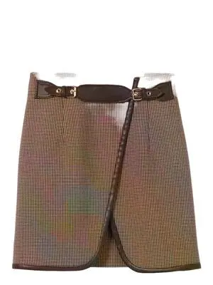 Claudie Pierlot Houndstooth Mini Wrap Skirt - Brown