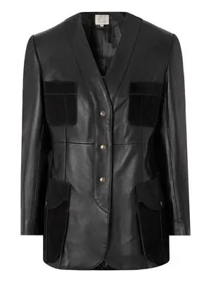 Giuliva Heritage Suede-trimmed Leather Jacket - Black