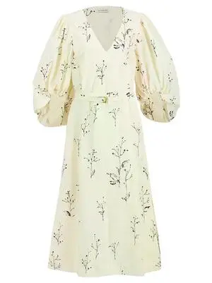 Altuzarra Floral-print Puff-sleeve Midi Dress - White