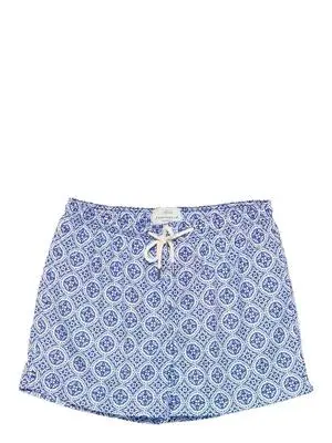 PENINSULA SWIMWEAR Patterned Drawstring Swim Shorts - Blue