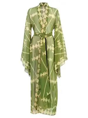 Johanna Ortiz Geometric-print Wrap Maxi Dress - Green