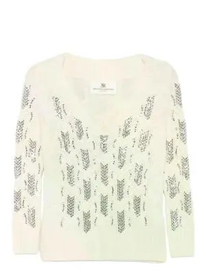 Ermanno Scervino Sequin-embellished V-neck Sweater - Neutrals