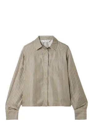 Max Mara Brama Striped Silk-twill Shirt - Brown