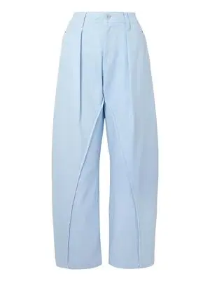 JW Anderson Pleated Barrel-leg Cotton-twill Trousers - Blue