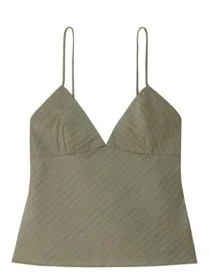 ST. AGNI Pinstriped Twill Camisole Gray Green