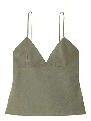 ST. AGNI Pinstriped Twill Camisole - Green