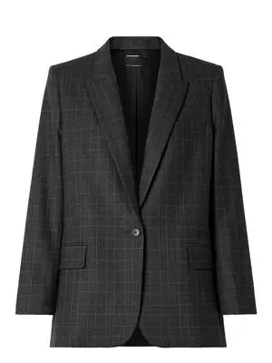 NILI LOTAN Nili Lotan Diane Checked Wool-Blend Blazer Dark Gray