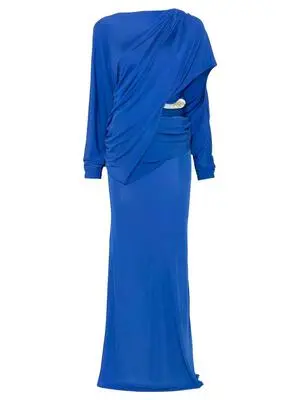 Christopher Esber Encased Nature Draped One-shoulder Dress - Blue
