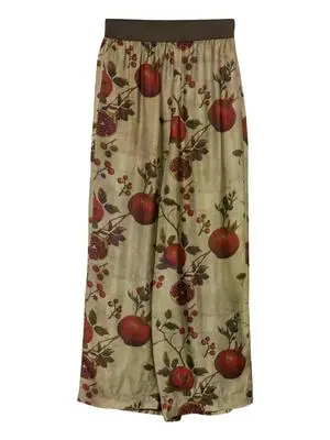 UMA WANG Pomegranate-print Wide Leg Trousers - Green