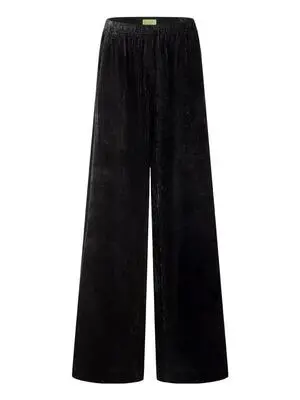 Shanghai Tang Velvet Wide-leg Trousers - Black