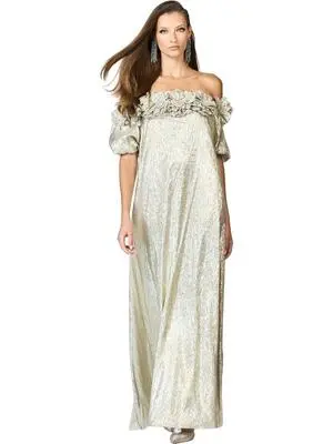 Sachin & Babi Valentina Lamé Gown - Metallic