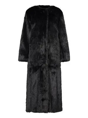 Simone Rocha Belted Multi-split Faux-fur Coat - Black