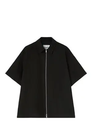 JIL SANDER Cord Zip Shirt - Black