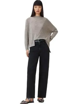ALLSAINTS Isla Crew Neck Merino Sweater Sand Grey