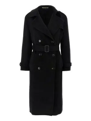 Tagliatore Double-breasted Belted Coat - Black