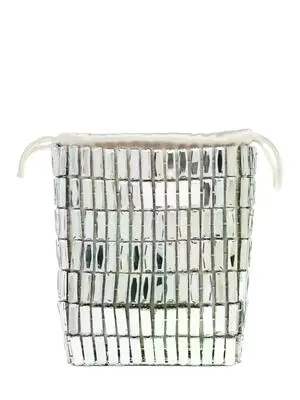 SELF-PORTRAIT Crystal-embellished Drawstring Tote - Silver
