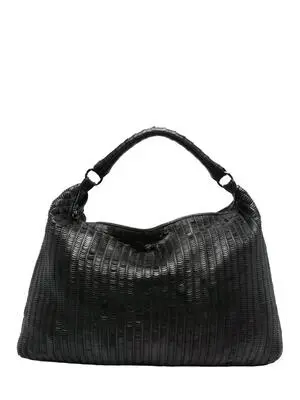 REPTILE'S HOUSE Pleated Leather Tote - Black
