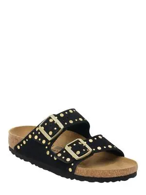 BIRKENSTOCK Arizona Rivet Suede Leather Sandals - Black