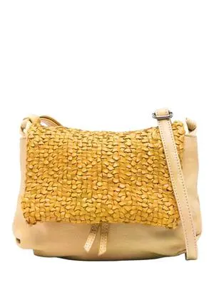 REPTILE'S HOUSE Leather Woven Crossbody Bag - Yellow
