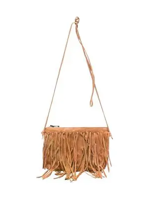 SOMMET Fringe-detail Leather Crossbody Bag - Brown