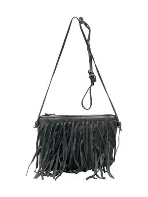 SOMMET Leather Crossbody Bag With Fringe Detail - Blue