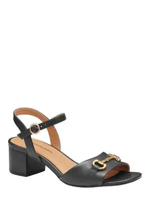 JOHNSTON & MURPHY COLLECTION Edith Ankle Strap Sandals - Black Glove Leather