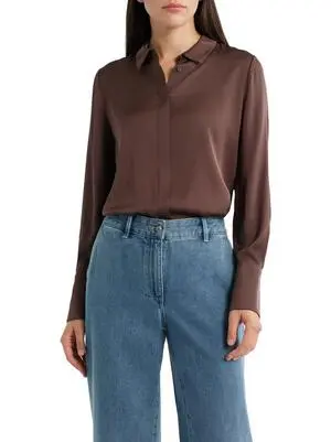 Kobi Halperin Larissa Stretch Silk Blouse - Espresso