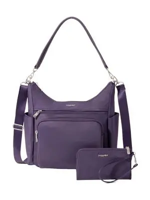 BAGGALLINI Nolita Convertible Hobo Deep Grape Twill