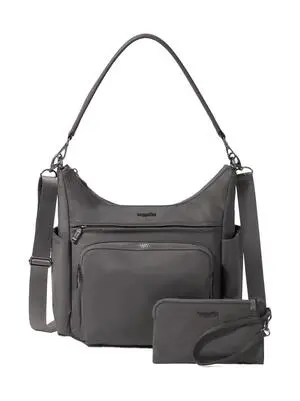BAGGALLINI Nolita Convertible Hobo Smoke Twill