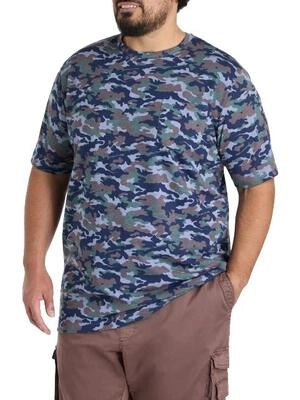 HARBOR BAY BY DXL Big & Tall Moisture-wicking Printed Pocket T-shirt Blue Multi
