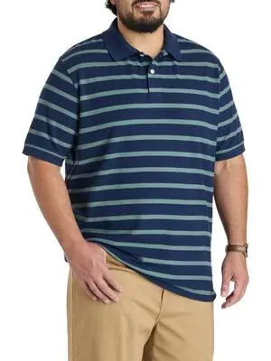 HARBOR BAY BY DXL Big & Tall Medium Striped Polo Shirt - Blue Multi