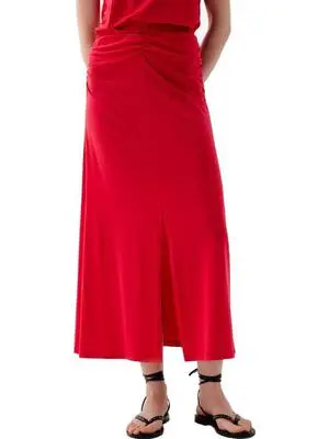 SCALPERS Gathered Detail Midi Wrap Skirt - Red