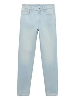 Mango High-waist Ankle Mom Jeans - Light Blue
