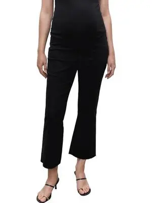 Mango Over The Bump Crop Flare Maternity Jeans - Black Denim