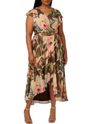 ADRIANNA PAPELL Floral High-Low Cocktail Dress