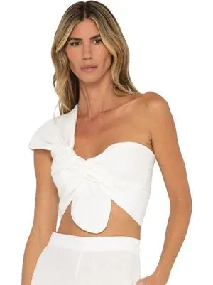 JBQ One-shoulder Crop Top - Ecru