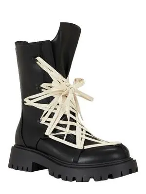 AZALEA WANG Arjun Lug Sole Boots - Black