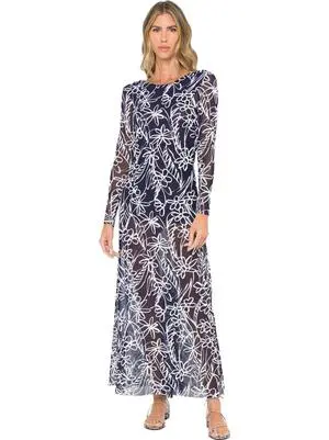 JBQ Gaia Floral Print Maxi Dress - Navy/white Floral