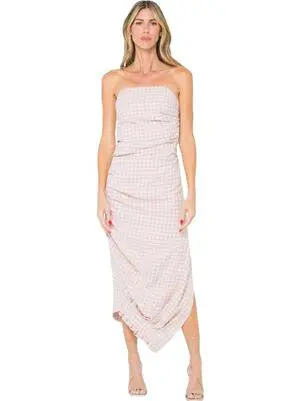 JBQ Eliana Strapless Midi Dress - Pink Check