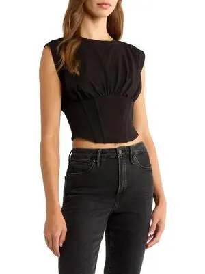 Good American Sleeveless Corset Top - Black001