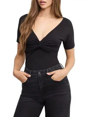 Good American Twist Front Jersey Bodysuit - Black001