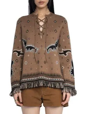 Zadig&Voltaire Leon Western Merino Wool Sweater - Daim