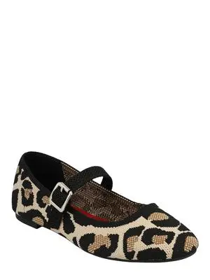 Mia Brita-C Knit Mary Jane Flat Leopard Print