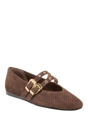 Dolce Vita Baylee Grommet Mary Jane Flat - Dark Brown Perforated