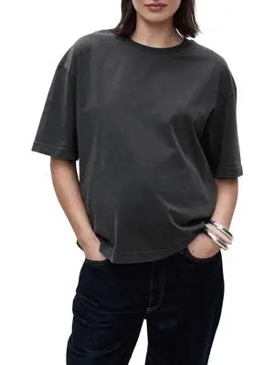 Mango Oversized Cotton Maternity T-Shirt Charcoal