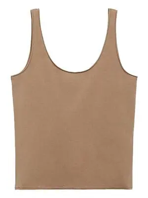 Mango Stretch Cotton Tank - Medium Brown