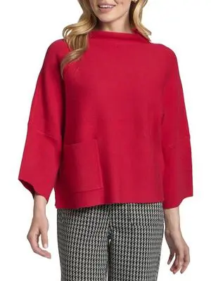 APNY Funnel Neck Patch Pocket Sweater - Red
