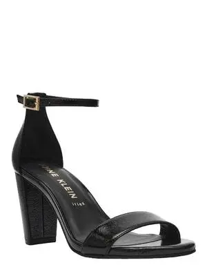 Anne Klein Ankle Strap Sandal - Black Crinkle