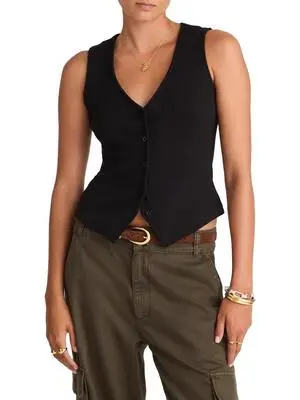 Madewell Ribbed V-neck Vest - Jet Black